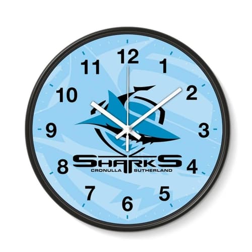 SHARKS WALL CLOCK NRL 30cm Team Logo Wall Clock | Shop Xtreme